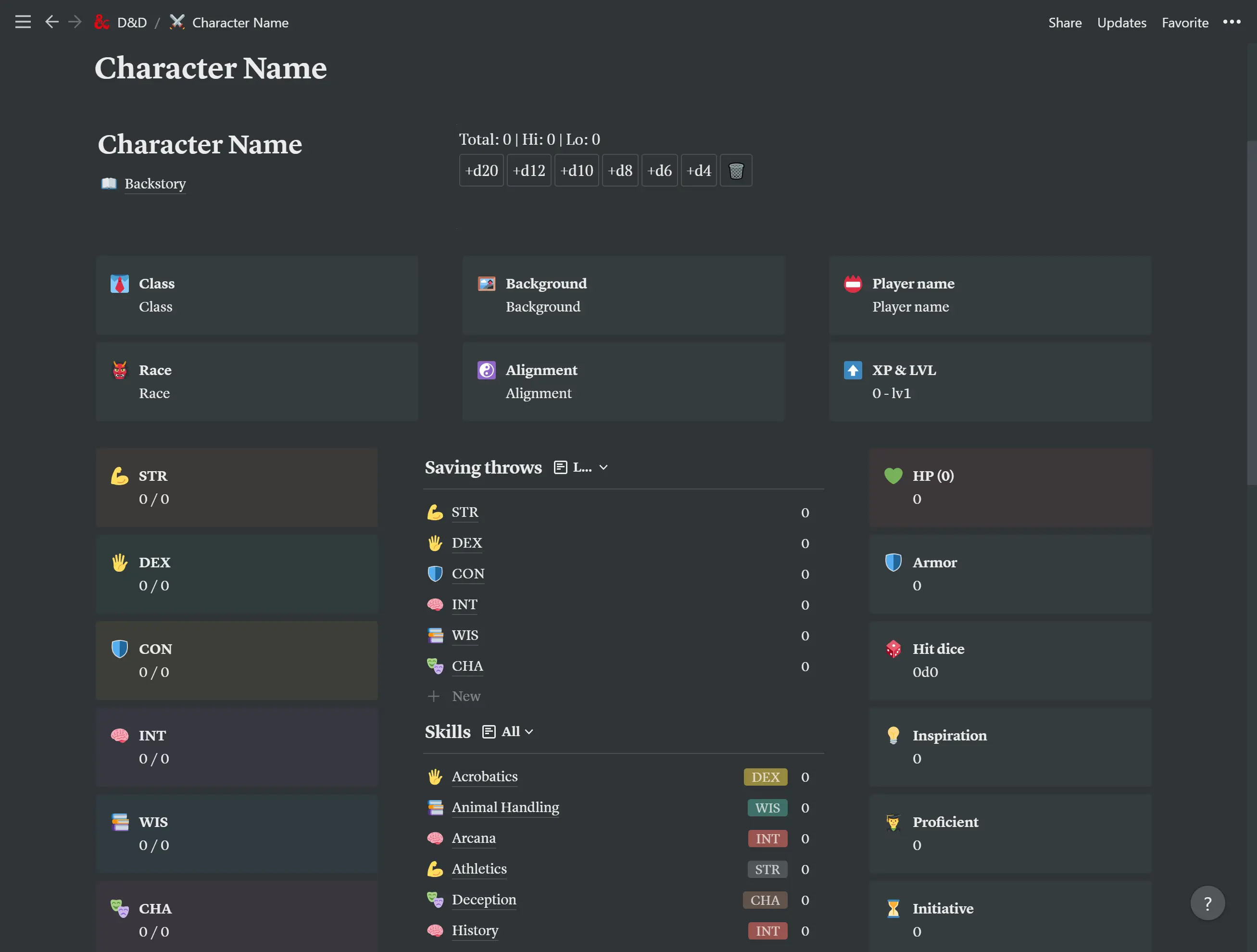 Dungeons Dragons Character Sheet Notionhub Aesthetic DnD Character 