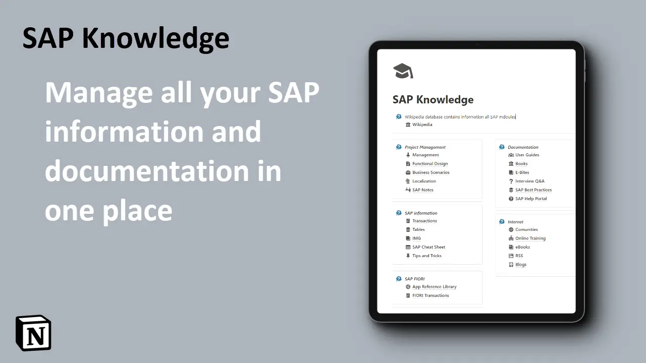 SAP Knowledge Notion Template Notionhub